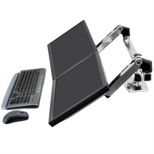 Ergotron LX Dual Desk Mount Side-by-Side Arm Polished Aluminum – SourceIT