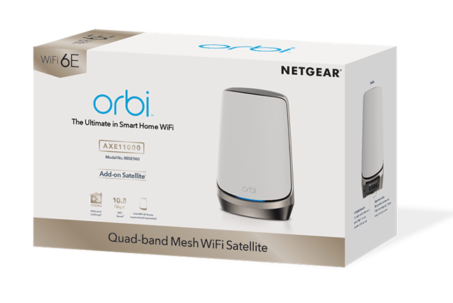 NETGEAR Orbi 960 Series Quad-Band WiFi 6E Mesh Add-on Satellite AXE110 ...