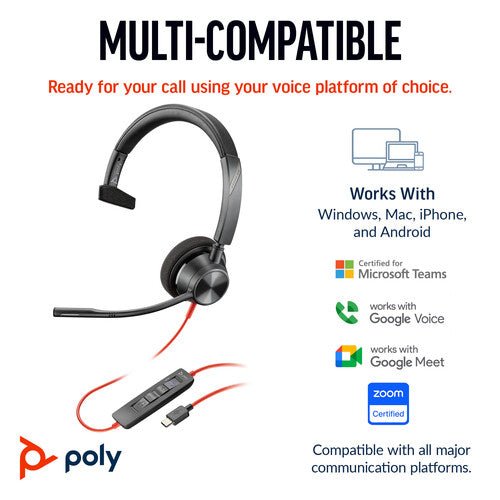 Poly Blackwire 3310 Monaural MS USB-C&A Headset (8X216AA) – SourceIT