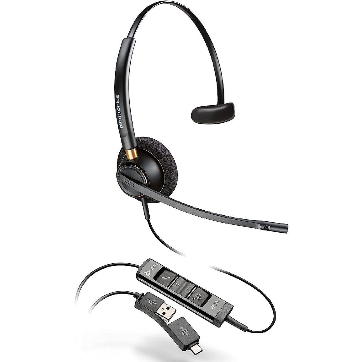 Poly EncorePro 545 USB Convertible Headset + USB-C/A – SourceIT