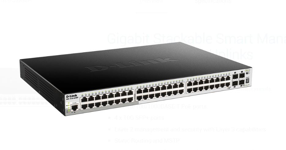 D-Link 24-Port Gigabit Stackable 740W PoE Smart Managed Switch with 10 ...
