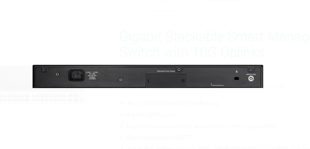 D-Link 24-Port Gigabit Stackable 740W PoE Smart Managed Switch with 10 ...