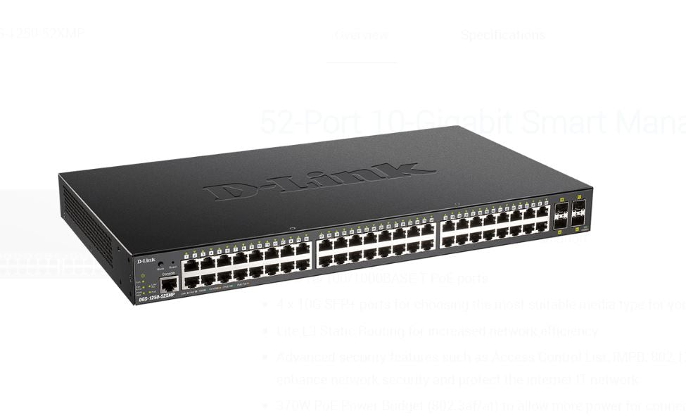 D-Link 52-Port 10-Gigabit Smart Managed 370W PoE Switch – SourceIT